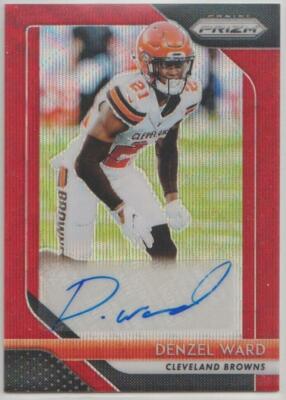 DENZEL WARD 2018 PANINI PRIZM RED WAVE HOLO AUTO AUTOGRAPH ROOKIE RC ...