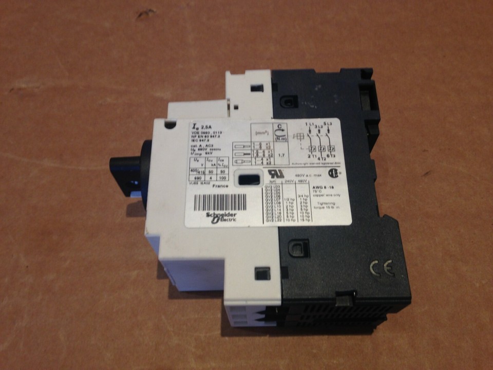 Telemecanique 2.5 AMP Magnetic circuit breaker GV2-L08-2.5A | eBay