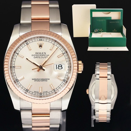 MINT Rolex DateJust Two Tone Steel 36mm 116231 Rose Gold Silver Oyster ...