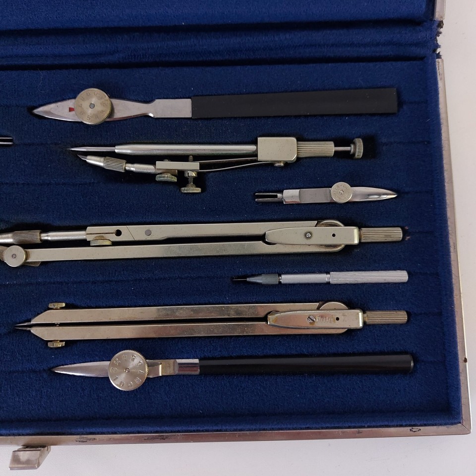 Original RICHTER Vintage Technical Drafting Compass Tool set, Germany ...