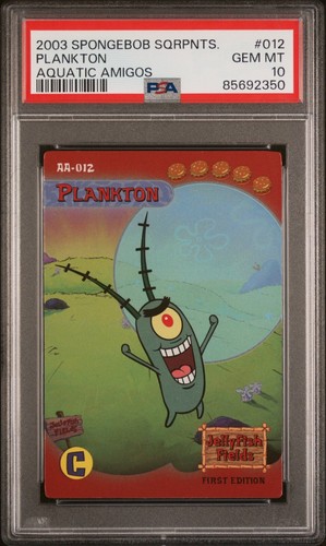 2003 UD Spongebob Squarepants Aquatic Amigos Plankton HOLO Super PSA 10 ...