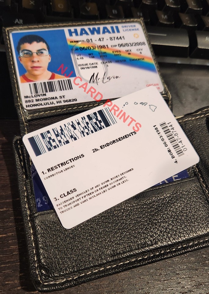 McLovin Novelty ID card / Superbad Movie / Hawaii License. Wallet sized ...