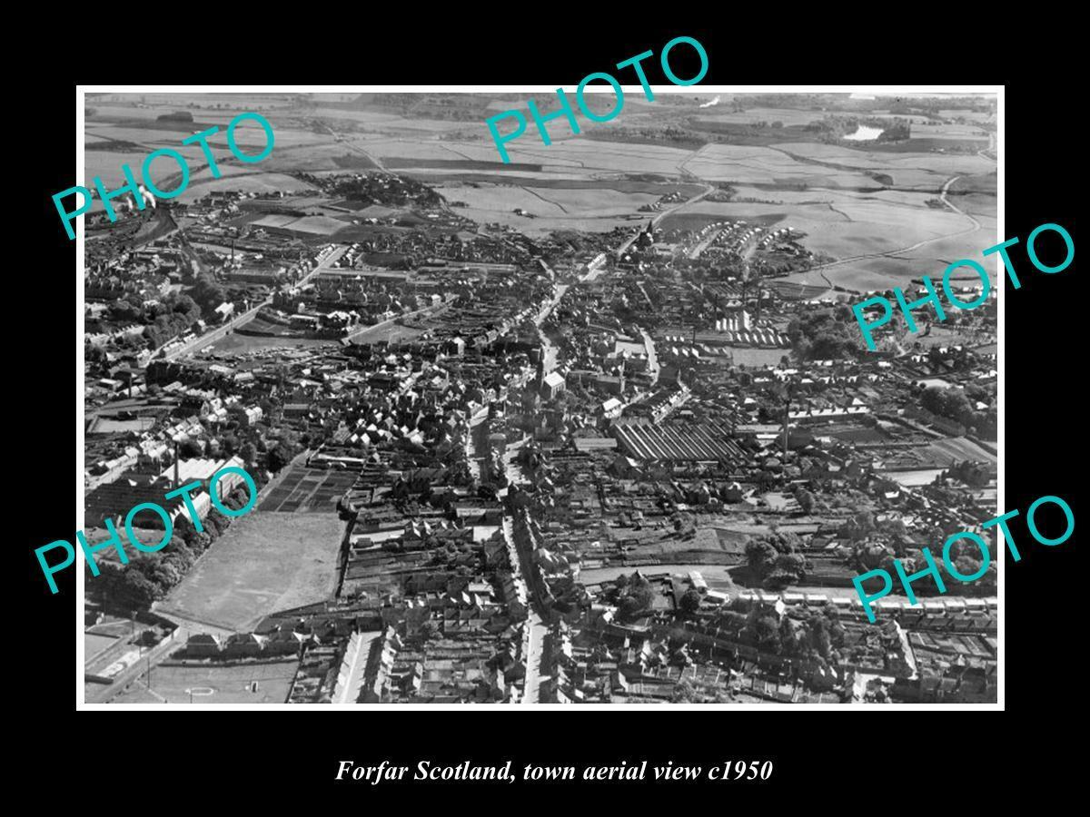 OLD POSTCARD SIZE PHOTO FORFAR SCOTLAND TOWN AERIAL VIEW c1950 | eBay