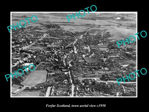 OLD POSTCARD SIZE PHOTO FORFAR SCOTLAND TOWN AERIAL VIEW c1950 | eBay