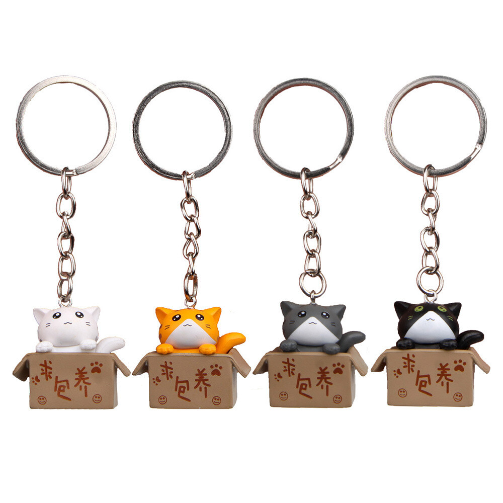 Cute Room Mini Cat 1/4PCS Kids Miniature Toy Room Figurines Key Chain ...