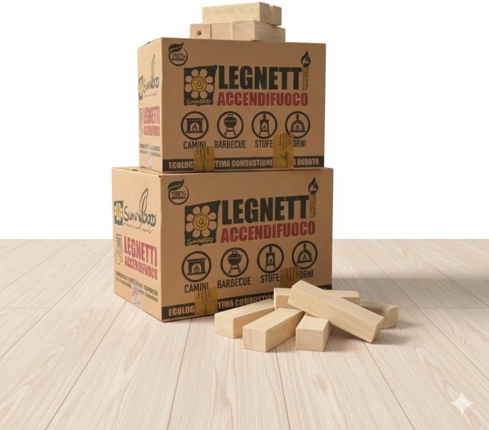 Legnetti Accendifuoco 18 Kg, per Barbecue, Camino, Stufa, in Cartoni Da ...
