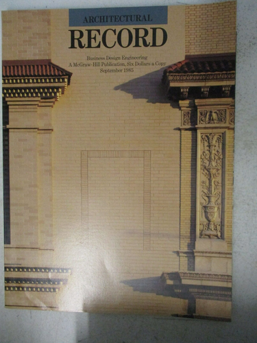 ARCHITECTURAL RECORD MAGAZINE SEPT 1985 IUPUI NATATORIUM TABOR CENTER ...
