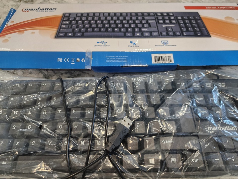 Manhattan 104-key Black Wired Keyboard with Built-in 5 ft. (1.5 m) USB ...