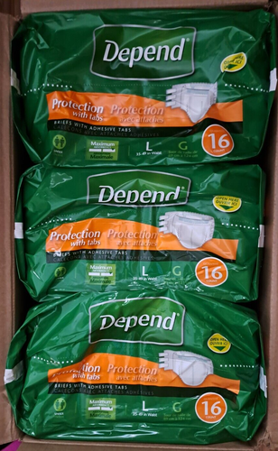 48-COUNT Size LARGE Depend Protection Briefs with Tabs Maximum ...
