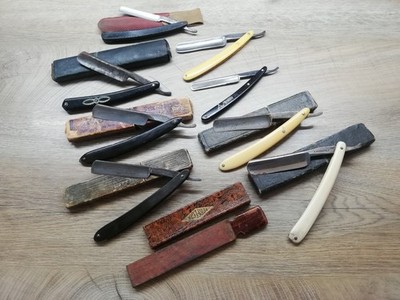 VTG LOT OF 8 GERMAN FRENCH VARIOUS BRANDS STRAIGHT RAZORS SHAVING KNIFE ...