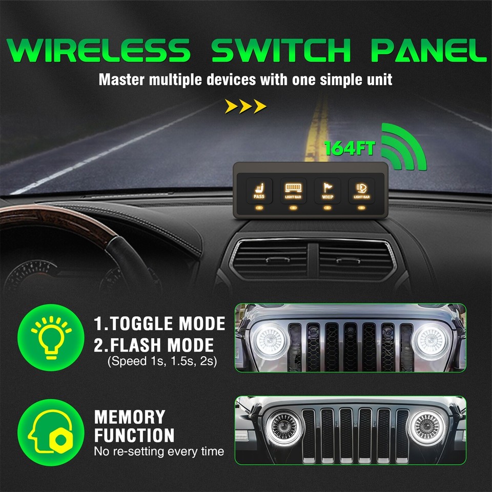 Wireless Switch Panel 4 Gang ON-Off Flashing Remote Circuit Control ...