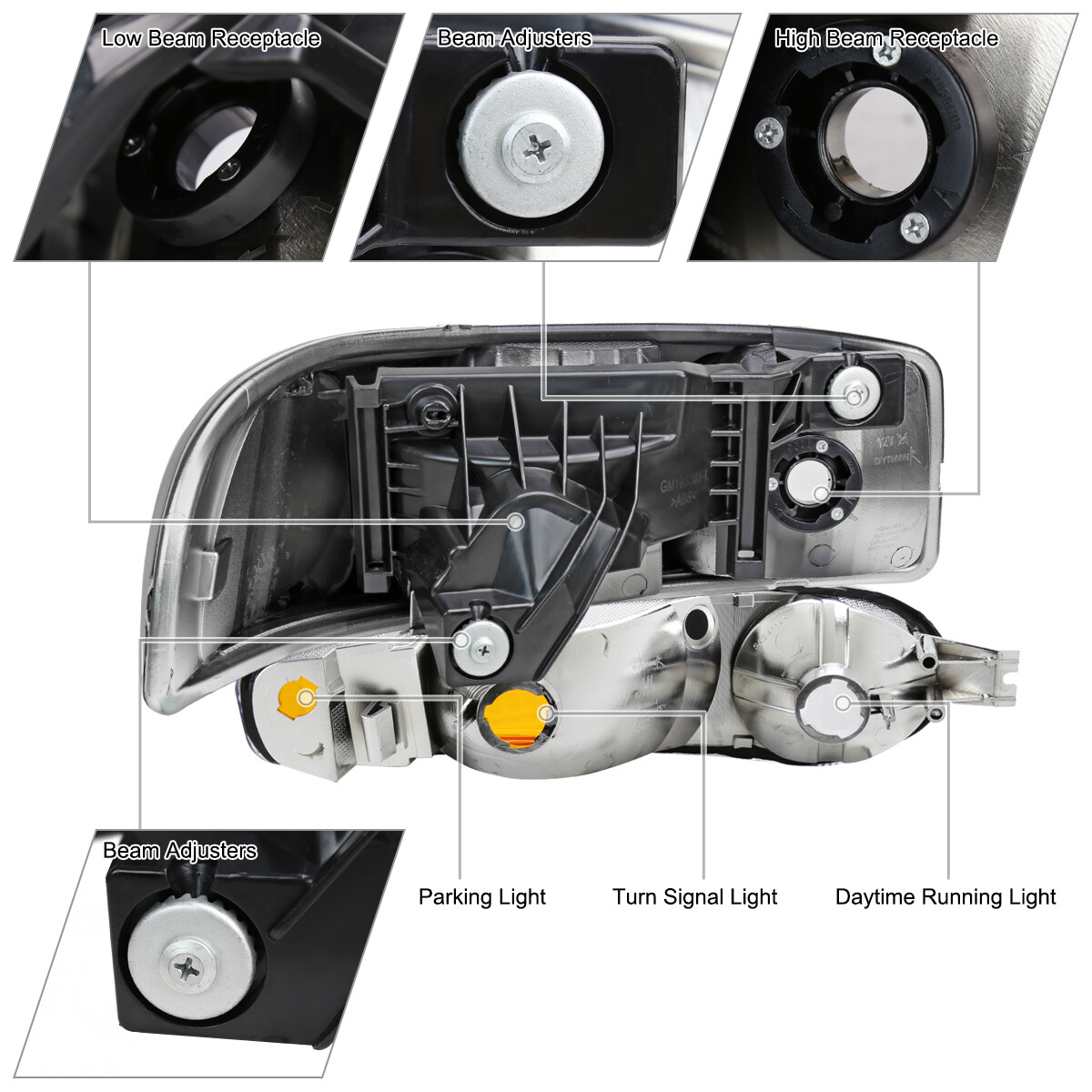 Headlights+Bumper Lamps Fits 2000-2006 GMC Sierra 1500 2500 3500 Yukon ...