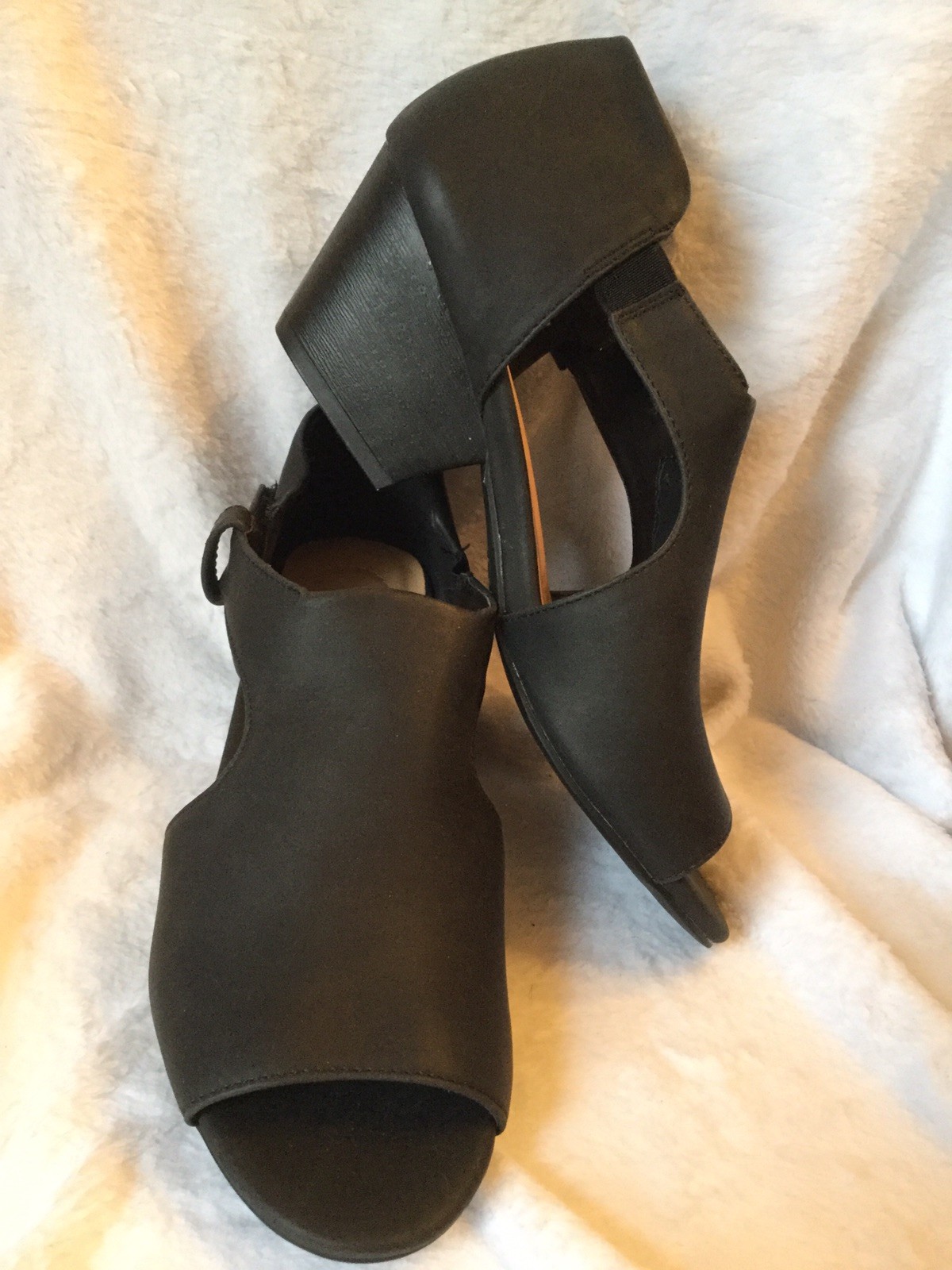 👠Womens Open Toe Shoes Black Chunky Heel Sandal Hook And Loop Fastener ...