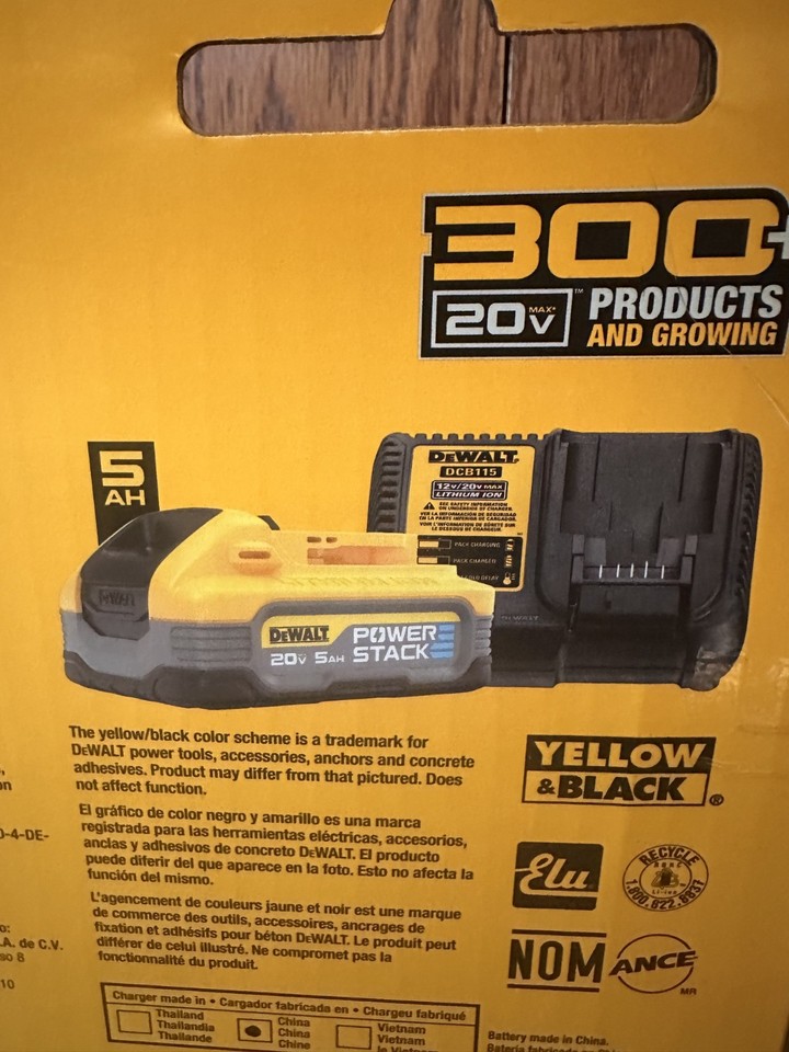 DEWALT DCBP520C PowerStack 5.0 Ah Battery & Charger Starter Kit 20 Volt ...