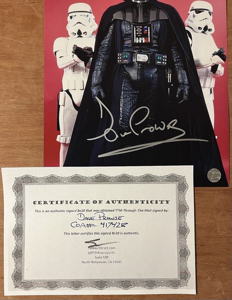 Dave Prowse Signed Autographed 8x10 Star Wars Darth Vader Photo With ...