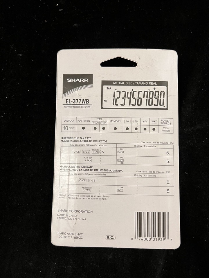 Sharp EL-377WB Business Calculator White 2.75 Electronic Handheld With ...