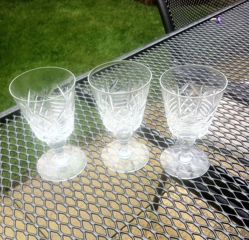 WEBB CRYSTAL GLASS X 3 SMALL WINE ETCHED MARK FOR 1950-1966 UNKNOWN ...