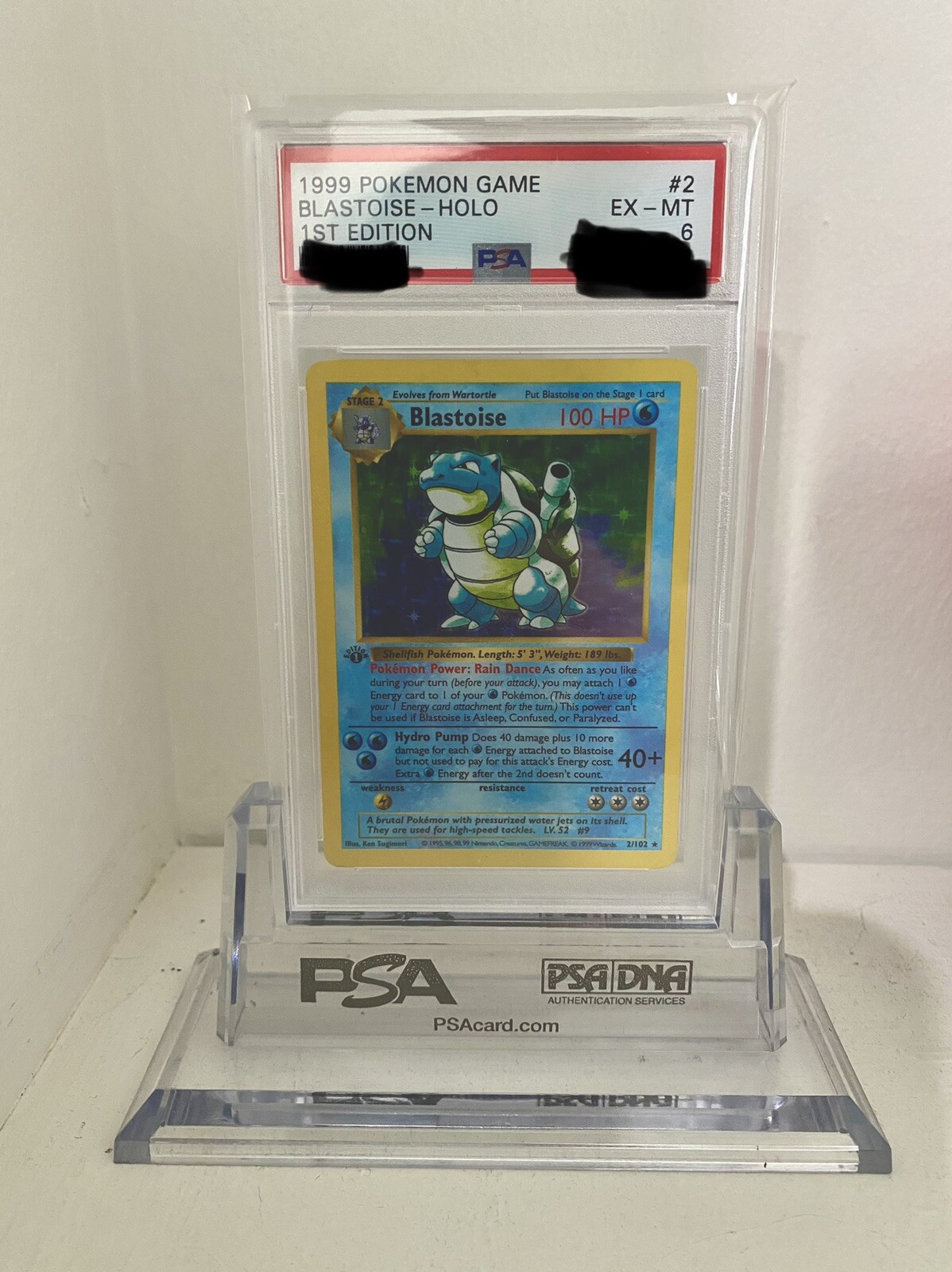 1999 Pokemon Blastoise 1st Edition Holo Shadowless #2 PSA 6 EX-MT THICK ...