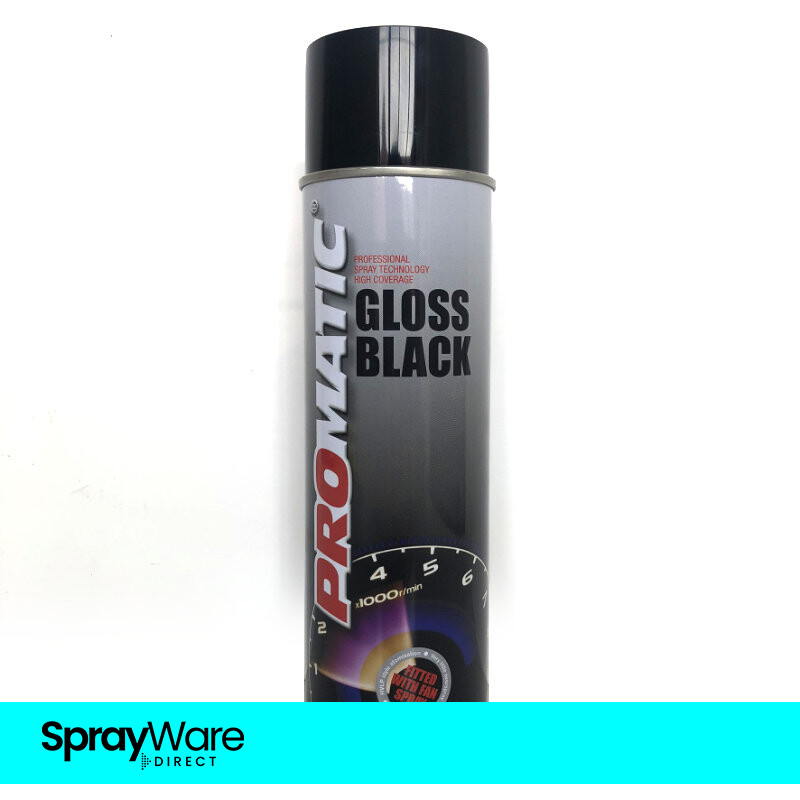 Promatic Gloss Black Spray Paint Professional Trade Topcoat Aerosol ...