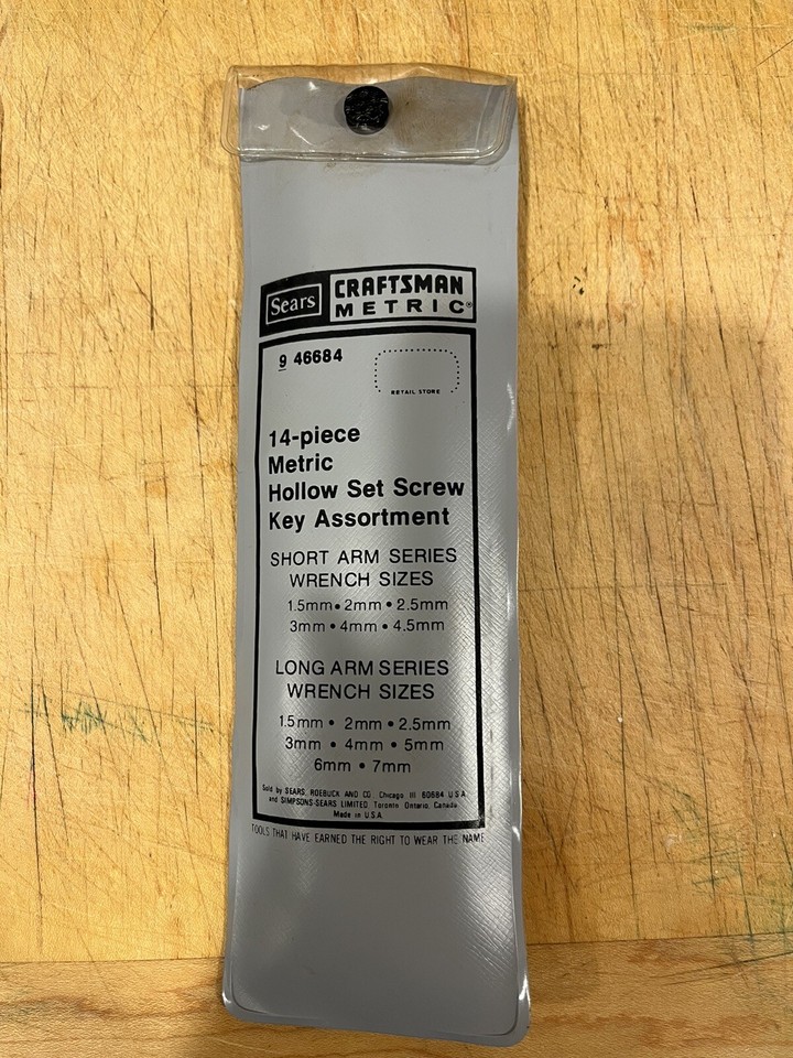 Craftsman 14 piece Metric Hollow Set Screw Key Assortment 46684 USA | eBay