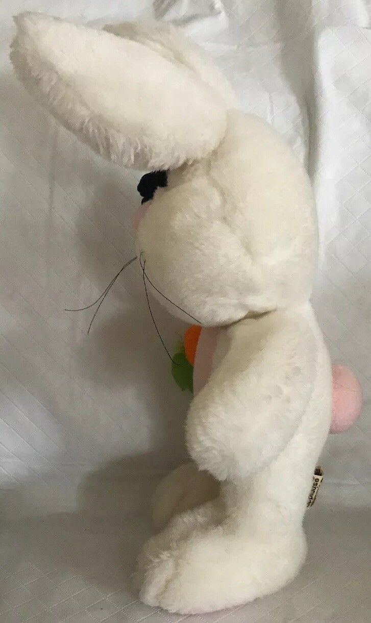 Vintage Applause SIMON 1987 Bunny Rabbit w/ Carrot Plush PINK & WHITE ...