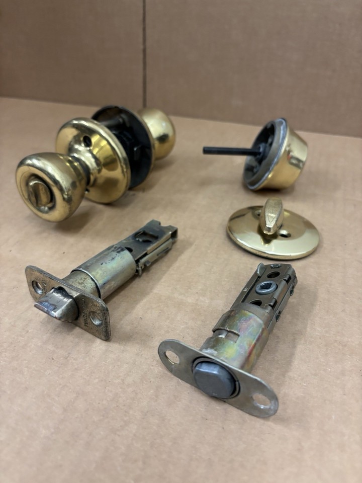 Kwikset Juno Door Knob Security Set Polished Brass Finish FOR PARTS ...