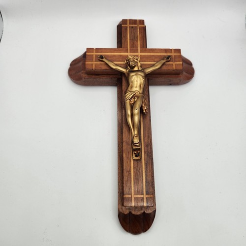 Vintage 12"x7" Wooden Crucifix Last Rights Kit Catholic INRI Jesus ...