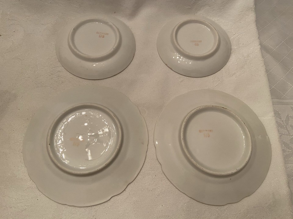 Antique CHILD'S WASHING DAY TEA SET 2 Cups & Saucers 2 Cake Plates ...