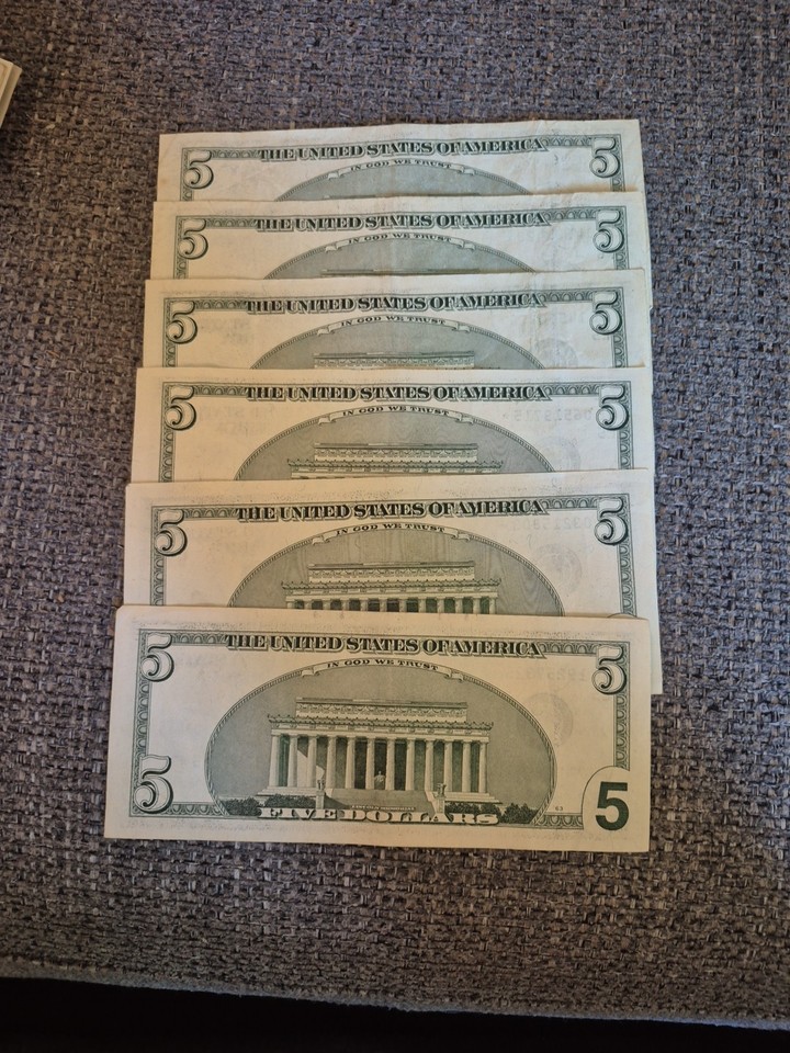 Set of 6 $5 US **STAR NOTES **Federal Reserve Notes Bills. Some Low ...