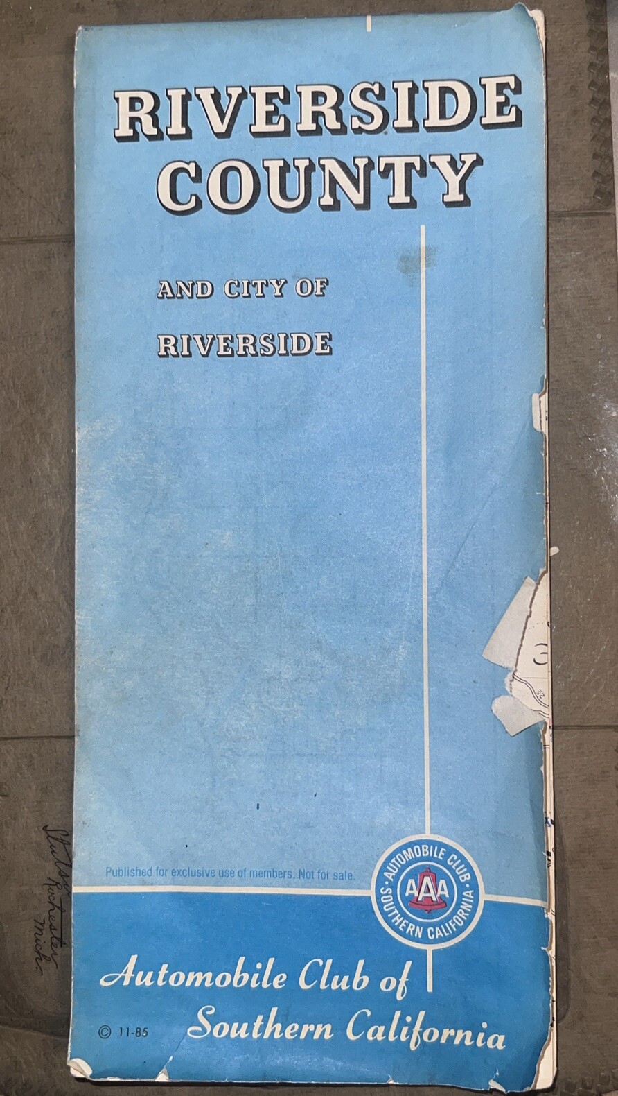 1985 AAA Riverside County & City Of Riverside Southern California Road ...