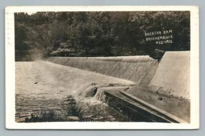 Decatur Dam BRODHEAD Wisconsin RPPC Antique Photo Postcard ~ Purple Pen ...