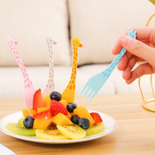 12pcs/set Cartoon Giraffe Shape Food Picks Fruit Snack Toothpick Desert ...