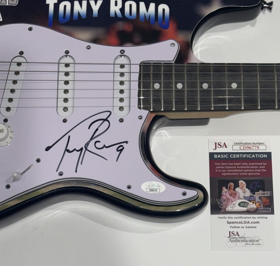 TONY ROMO SIGNED CUSTOM DALLAS COWBOYS ELECTRIC GUITAR AUTOGRAPHED JSA ...