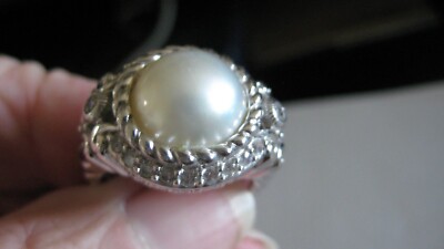 NICE JUDITH RIPKA STERLING SILVER PEARL RING, SIZE 9 | eBay