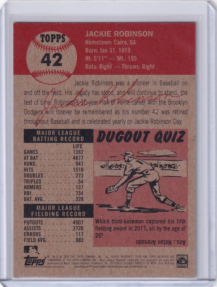 TOPPS BASEBALL LIVING SET #42 Jackie Robinson - Brooklyn Dodgers | eBay