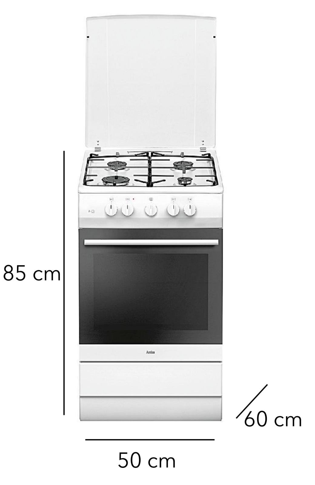 AMICA Gasherd 50mbar Backofen Standherd Gas Herd 4 Flammen Freistehend ...