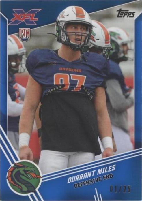2020 Topps XFL - Durrant Miles #133 Blue /25 (RC) for sale online | eBay