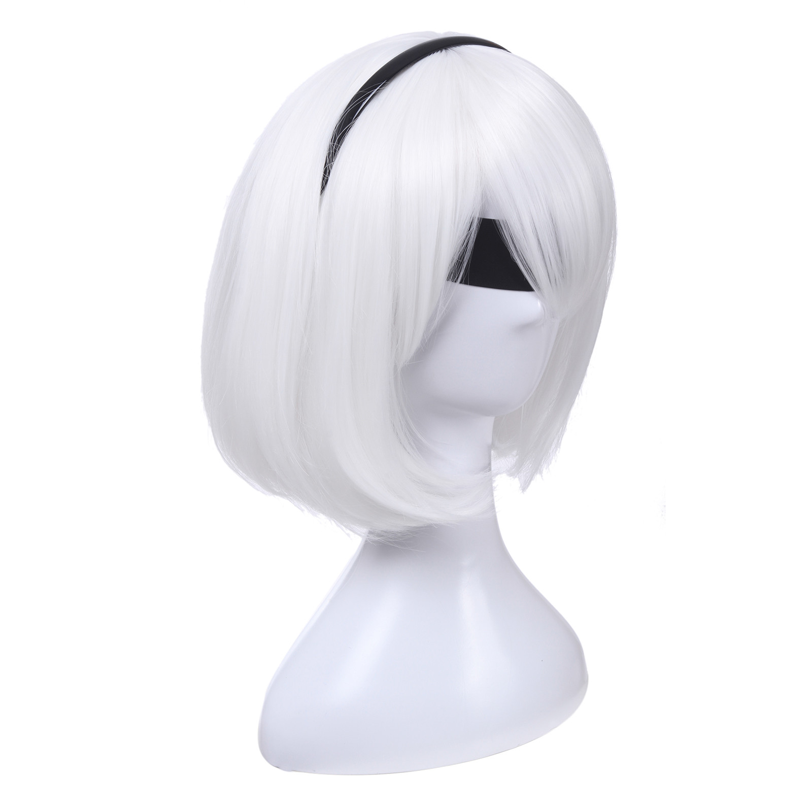 Nier Automata 2b Yorha No. 2 Short Straight White Cosplay Wig Bob Hair ...