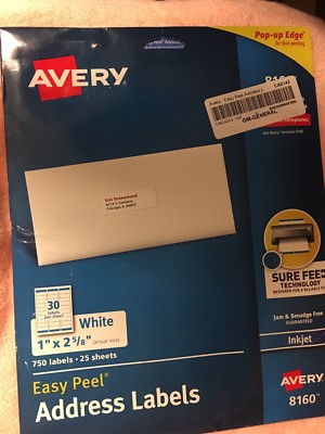 Avery 8160 Inkjet Address Labels - 1 x 2-5/8" - White - 750 ct Brand ...
