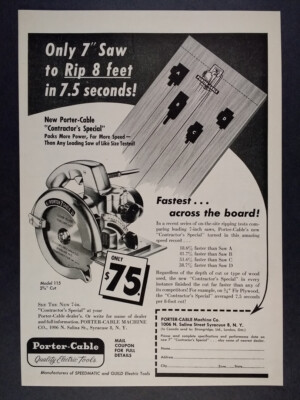 1953 Porter-Cable Contractor's Special Circular Saw vintage print Ad | eBay