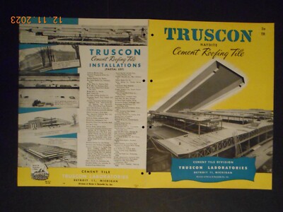 1953 Truscon Laboratories Cement Roofing Tile 4pg brochure flyer ...