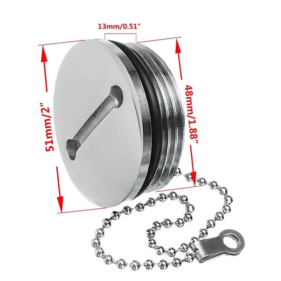 Boat Stainless Steel Gas Fill Cap Replacement Suitable for 50MM FUEL ...