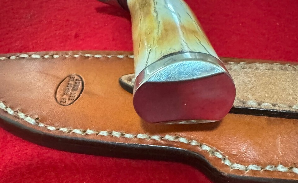 RANDY LEE KNIFE CUSTOM STAG HUNTING KNIFE, SONJA LEE SHEATH | eBay