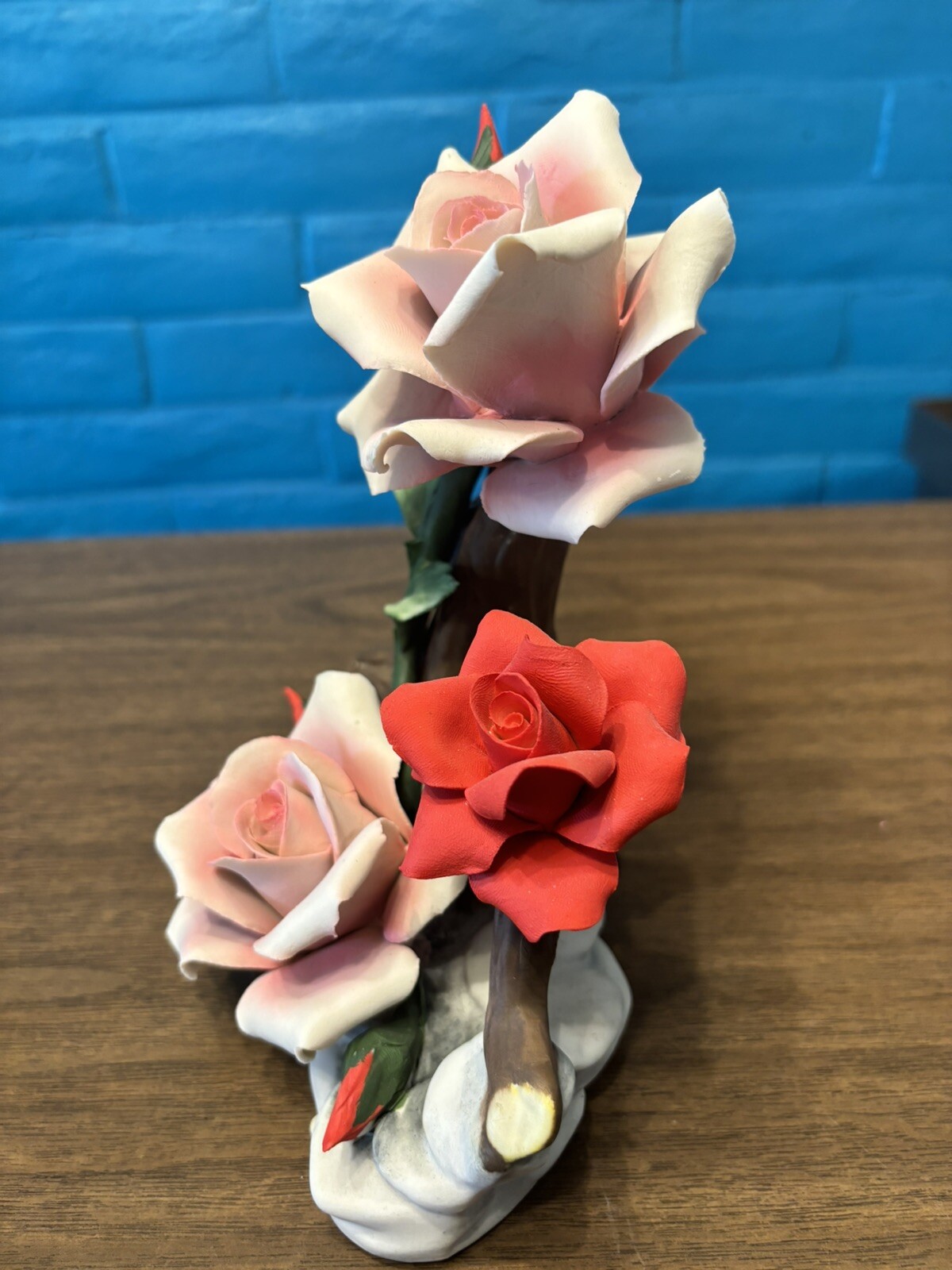 Vintage Capodimonte Porcelain Roses Red And Pink Made in Italy 8x7x5 | eBay