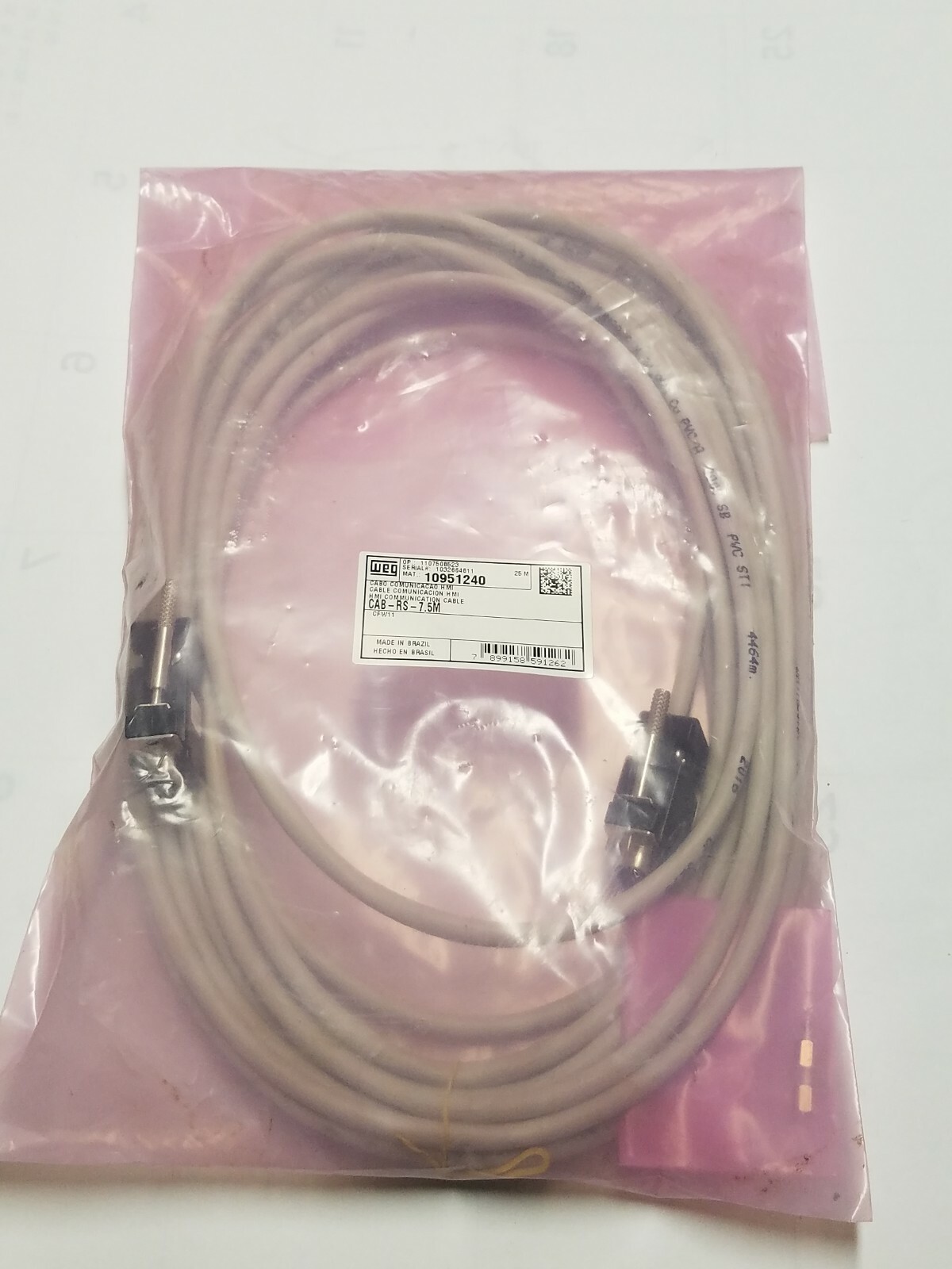 WEG Cab-rs-7 5m Remote Keypad Cable 7.5 Meter for Cfw700 for sale ...