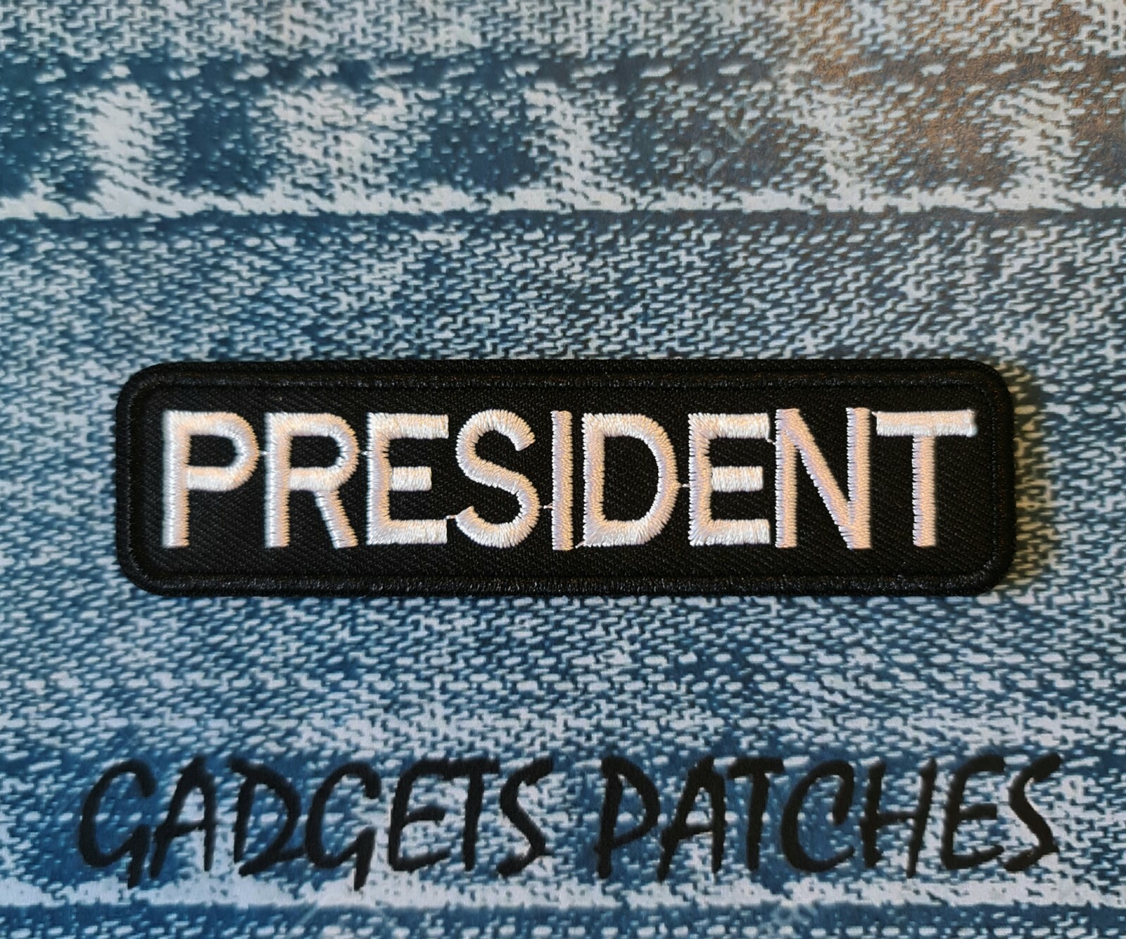 PRESIDENT Biker Motorcycle Vest Embroidered Patches Applique Badge Iron ...