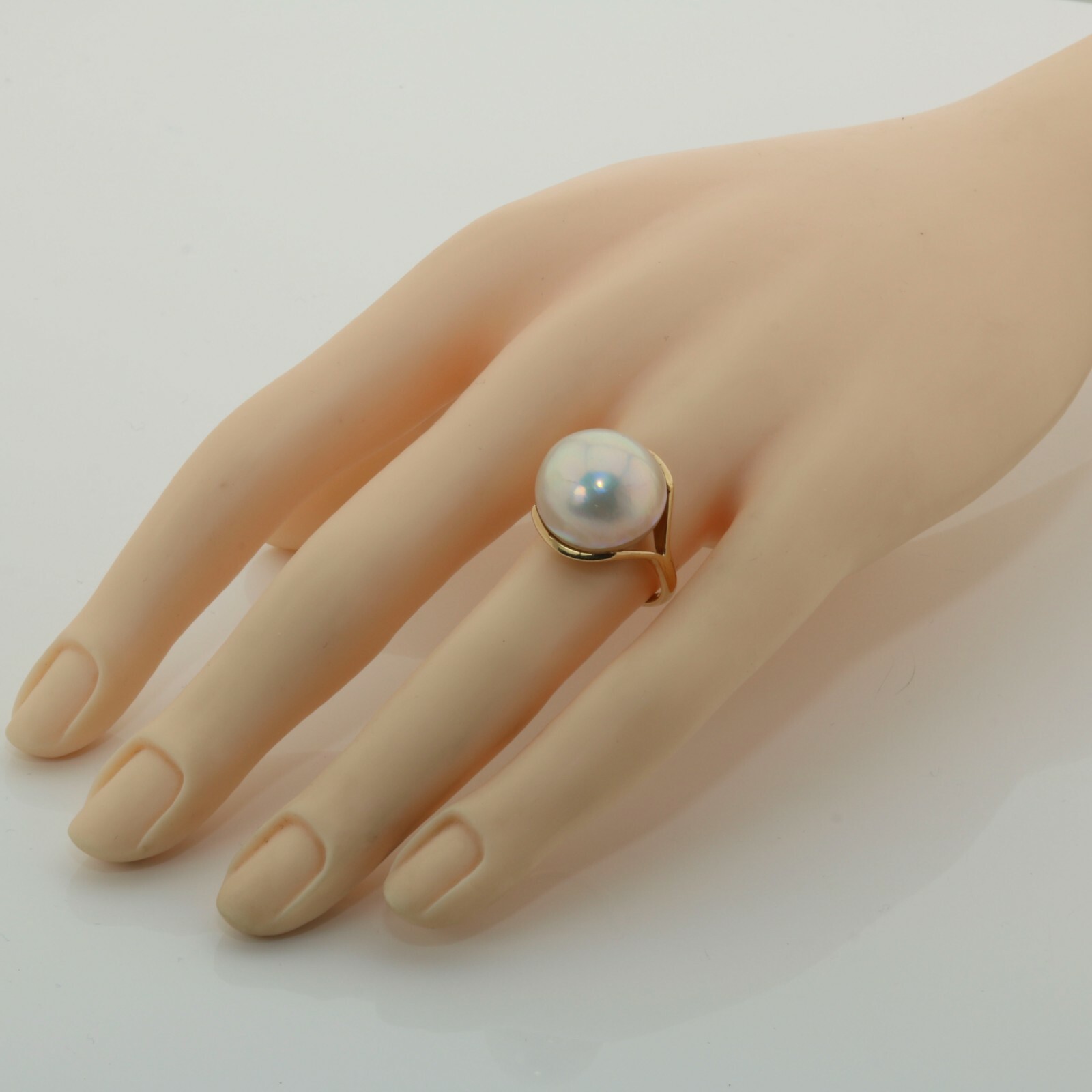 18K Yellow Gold and Pearl Ring, 16mm Moby pearl Size 5.25 | eBay