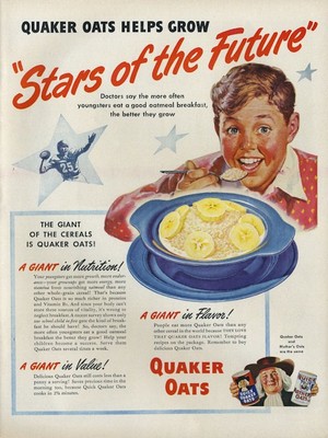 1948 Quaker Oats PRINT AD Football theme fun food Kitchen Nook Decor ...