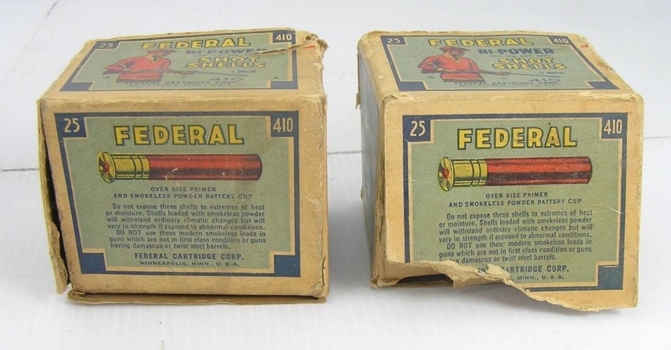 VINTAGE LOT OF 2 FEDERAL HI-POWER SHOT GUN SHELL EMPTY BOXES-GOOD AGE ...