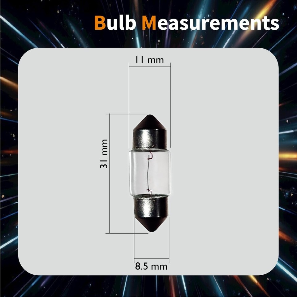 10 Pack Festoon Bulb 24V 5W Bulb Sv8.5-8 T3.25 10X31mm | eBay